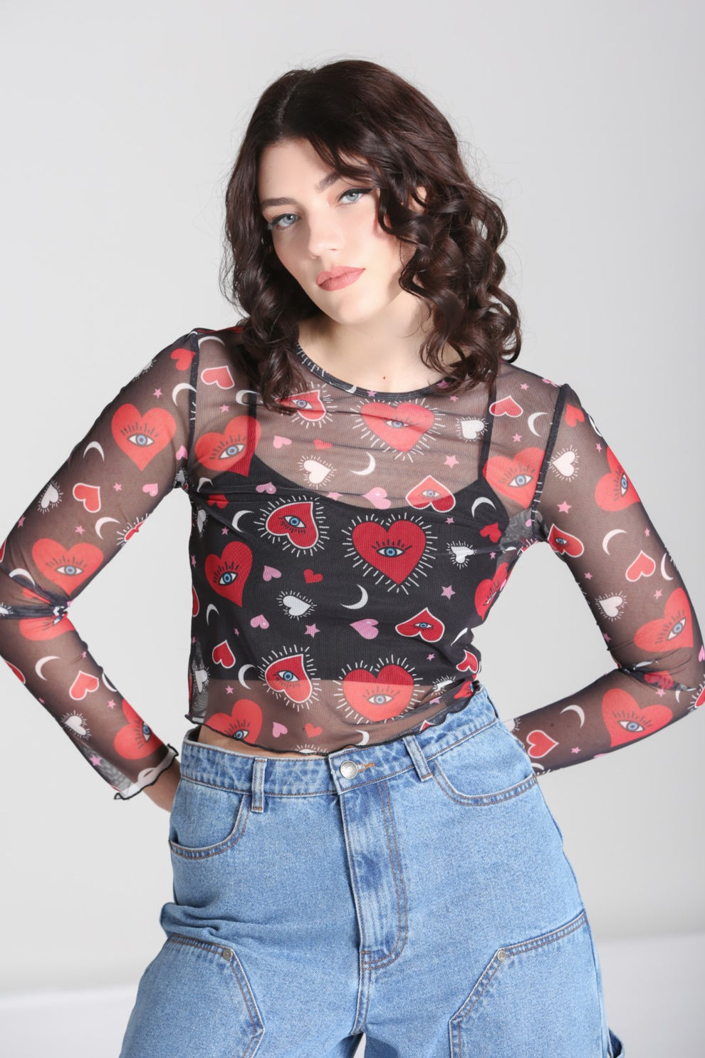 Kate Heart Mesh Top – Hell Bunny